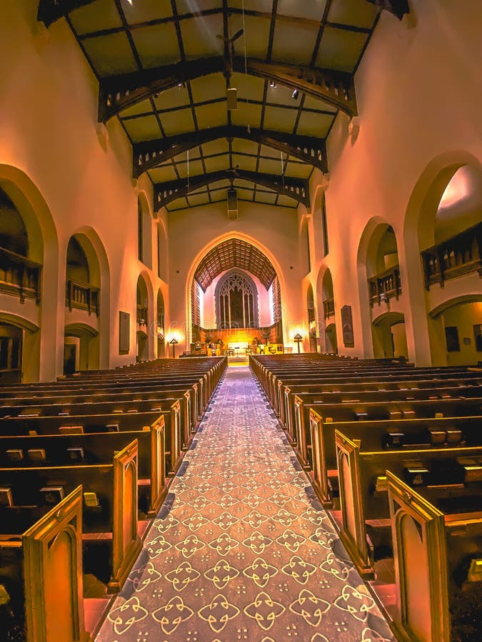Interior of an Empty Church Sanctuary. Stock Image - Image of vertical ...