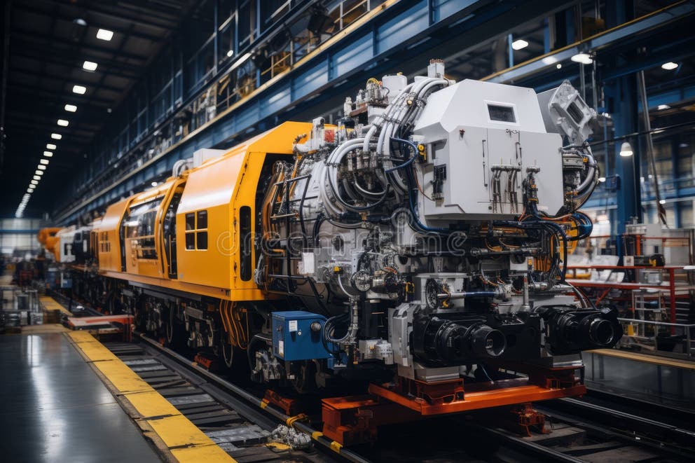 Interior of an Empty Clean Modern Factory Workshop. Rows of Complex ...