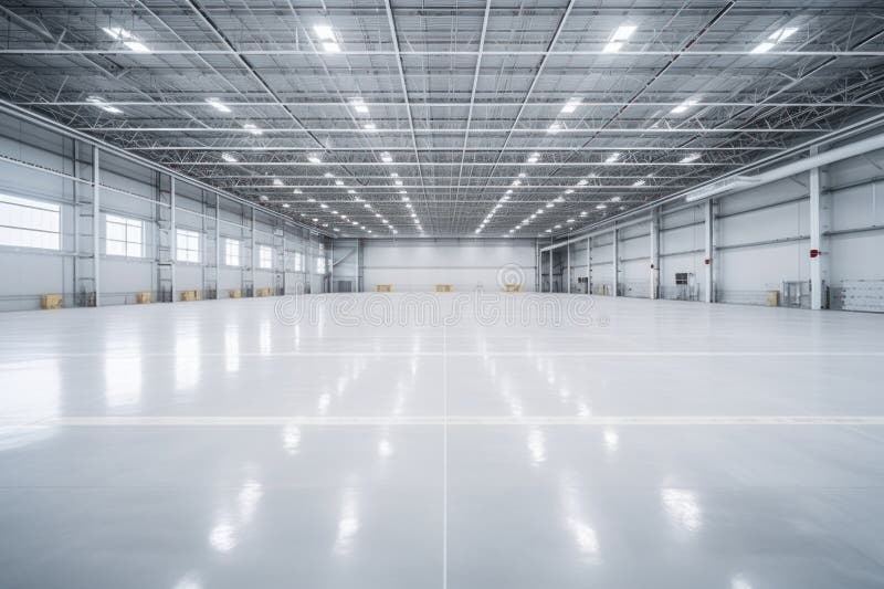 Interior of Empty and Clean Modern Warehouse Stock Image - Image of ...