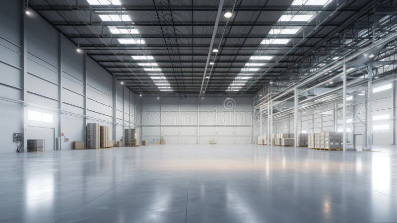 Interior of an Empty and Clean Modern Warehouse Stock Illustration ...