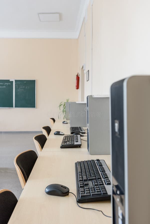 Computer lab in school stock photo. Image of lesson - 159134910