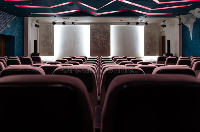 Interior of an Empty Concert Hall with Colored Lighting. Stock Photo ...