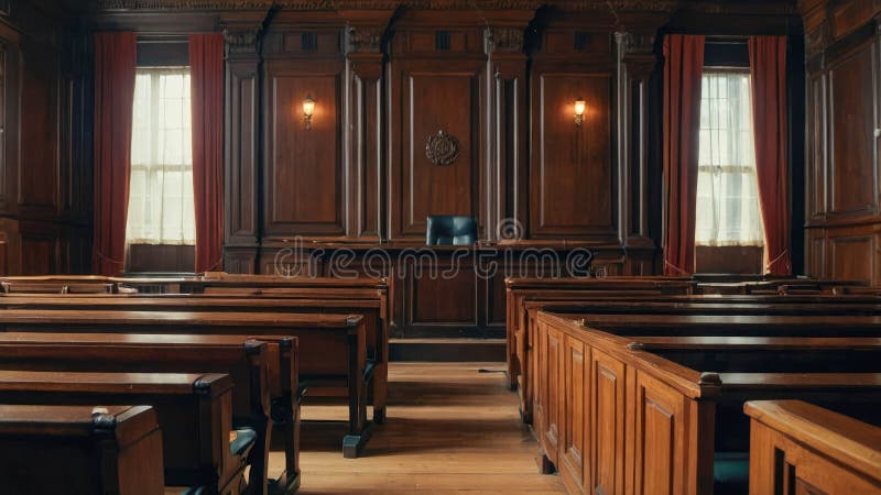 Interior of an Empty Courtroom, Low and Order Concept Stock ...
