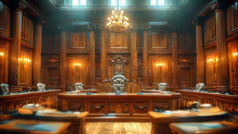 Interior of an Empty Courtroom, Low and Order Concept Stock ...