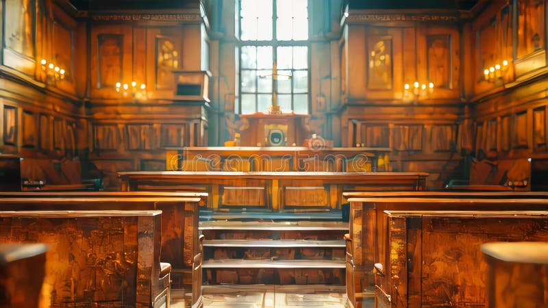 Interior of an Empty Courtroom, Low and Order Concept Stock ...