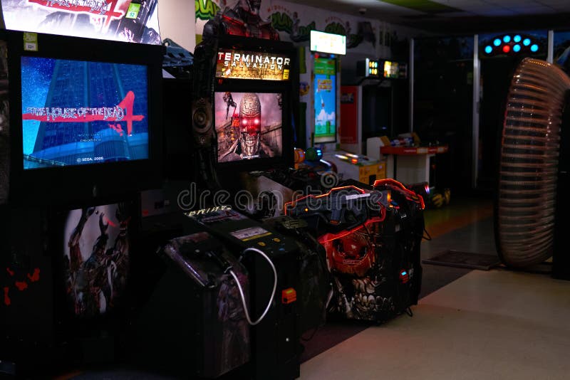 Interior of an Empty Darkened Amusement Arcade Hall Editorial Photo ...