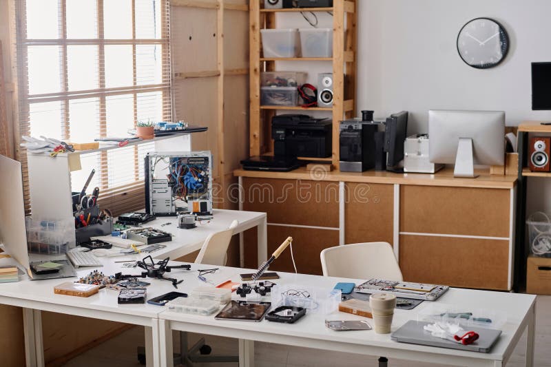 Interior of Empty Electronic Repair Workshop Stock Photo - Image of ...