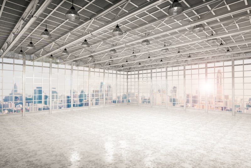 Interior empty factory stock illustration. Illustration of rendering ...
