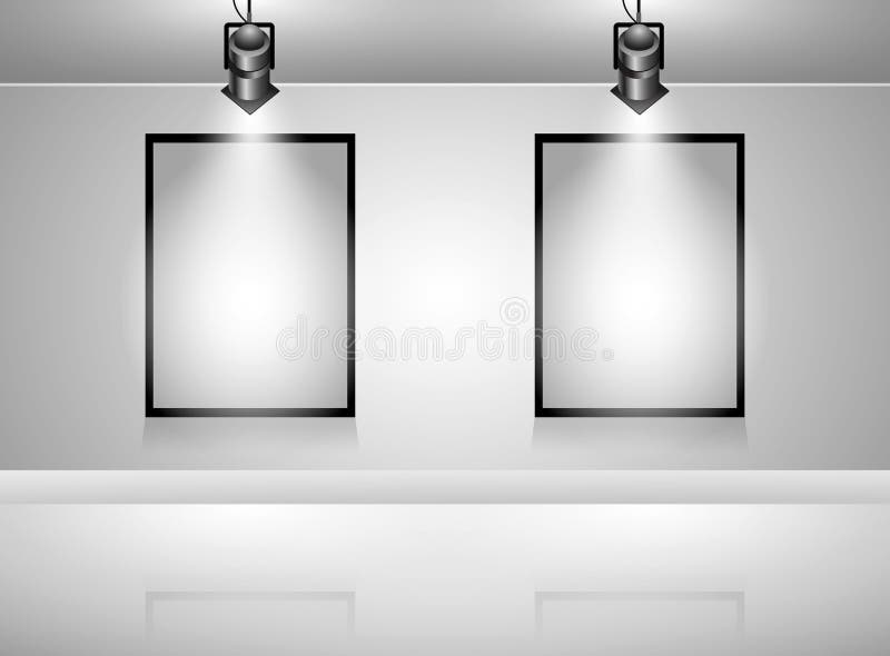 Interior Empty Gallery Room Design Isolated - 3d Illustration. Stock ...