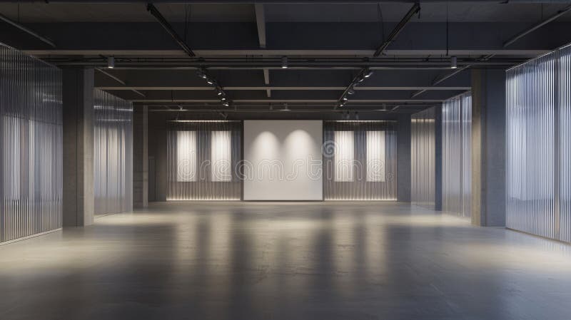 The Interior of an Empty Hall is Clean and Shiny with Metallic Walls ...