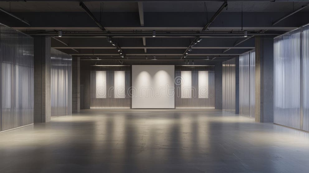 The Interior of an Empty Hall is Clean and Shiny with Metallic Walls ...
