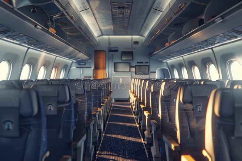 Interior of an Empty Passenger Plane Stock Photo - Image of airport ...