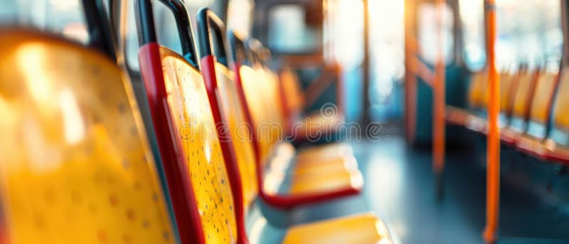 Interior of Empty Modern Bus with Yellow Seats. Generative Ai Stock ...