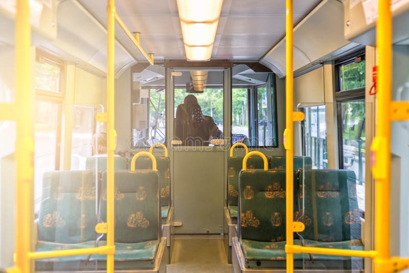 Interior Of Empty Modern European Bus Stock Photo - Image of background ...