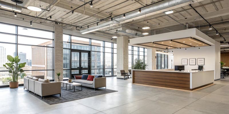 Interior Empty Modern Loft Office Open Space Stock Image - Image of ...