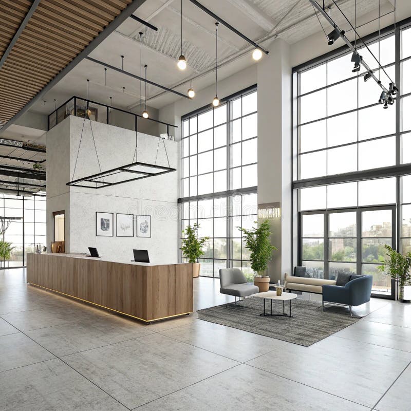 Interior Empty Modern Loft Office Open Space Stock Image - Image of ...