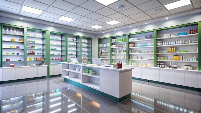 Interior of Empty Modern Pharmacy Pharmacy Shop Background Generative ...