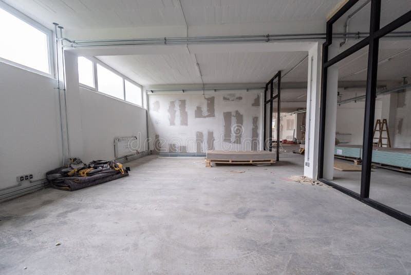 Interior Empty Office Light Room in a New Building Renovation or Under ...