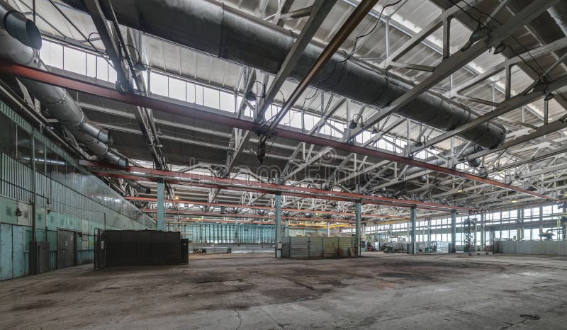 The Interior of an Empty Production Hall Stock Photo - Image of ...
