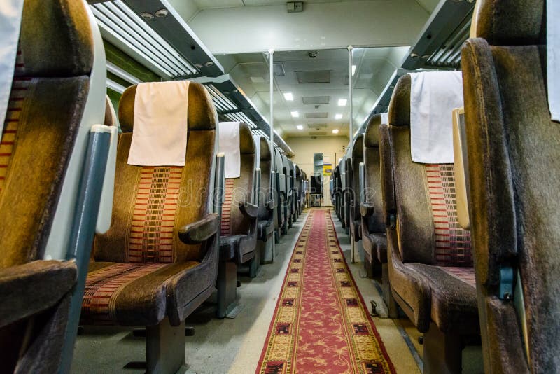 Interior of the Empty Railroad Car with Comfortable Seats Stock Image ...