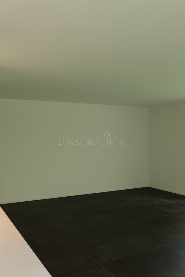Interior, Empty Room with Black Floor Stock Photo - Image of design ...