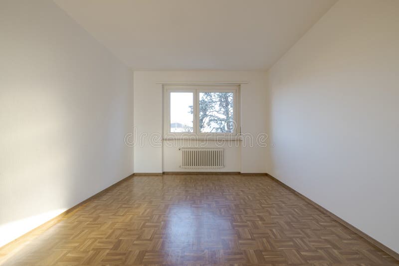 Interior of an Empty Room, Front View with a Window at the Back. Large ...