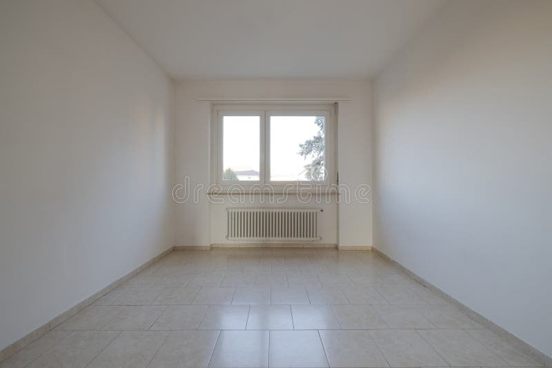 Interior of an Empty Room, Front View with a Window at the Back. Large ...