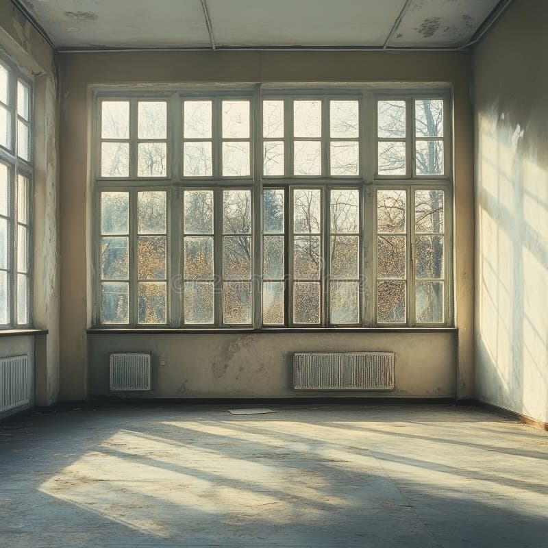 Interior of the Empty Room with a Large Window. 3d Rendering Stock ...