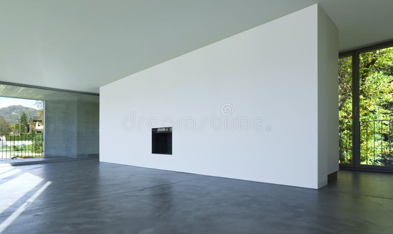 Modern Transparent Empty Room with City View at Sunset Stock Photo ...