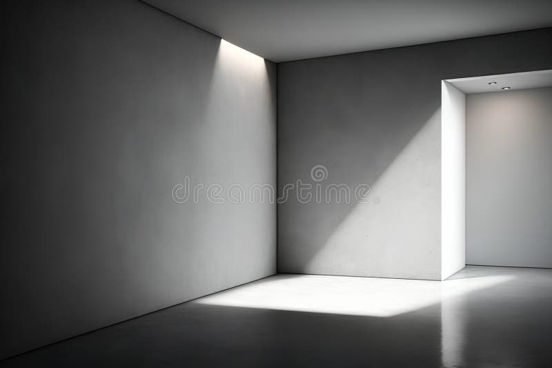 Interior of Empty Room with Shadow on the Wall, 3d Render Stock ...