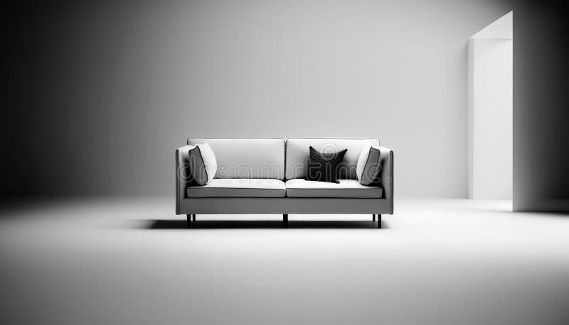 Interior of an Empty Room with a Sofa and a White Wall Stock ...