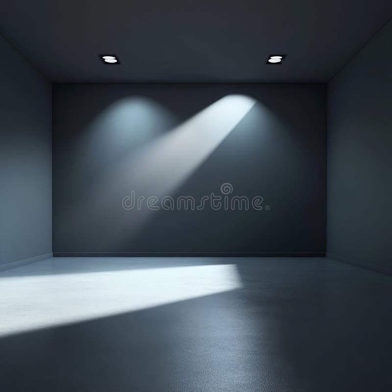 Interior of Empty Room with Spotlights, 3D Illustration. Stock ...