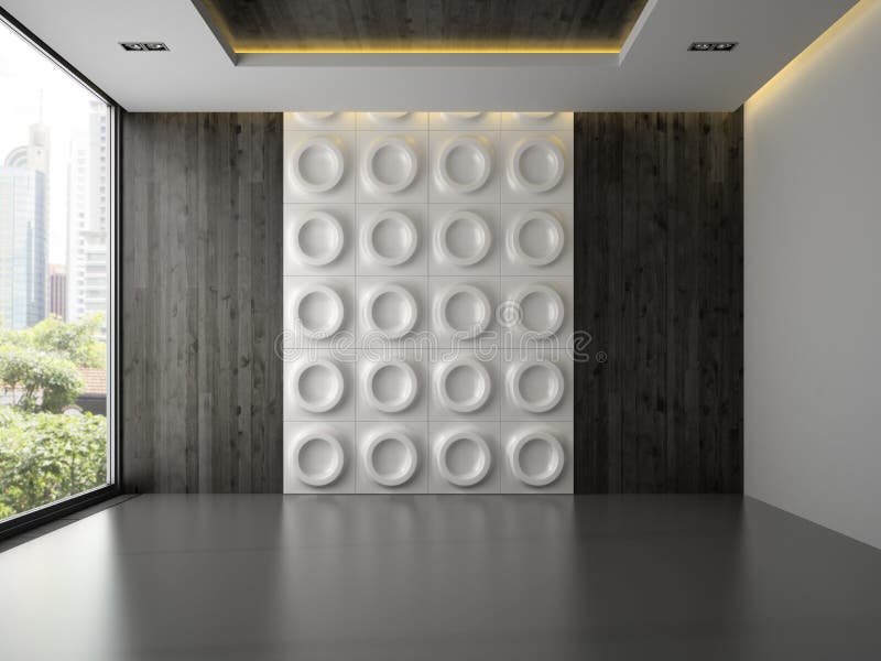 Empty Living Room in Grey Color Stock Photo - Image of comfortable ...