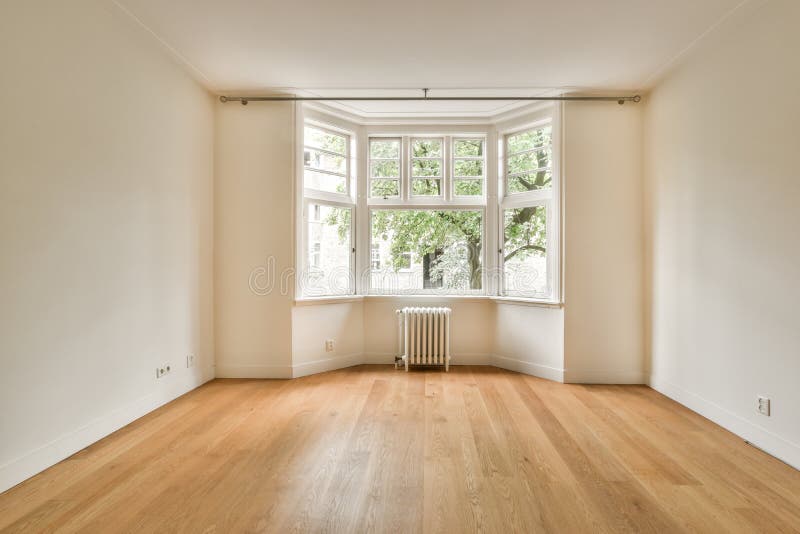Interior of Empty Room with Windows Stock Photo - Image of contemporary ...