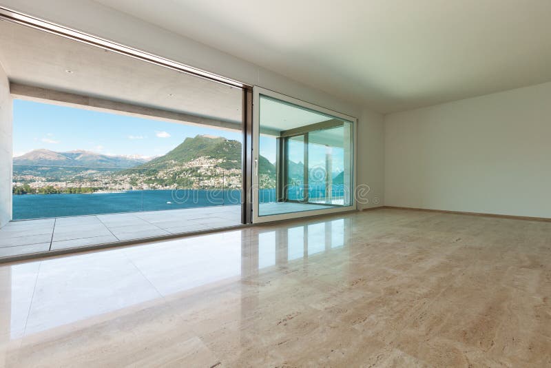 Interior, Empty Room with Windows Stock Photo - Image of floor, glass ...