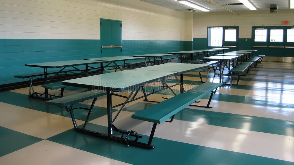 Empty School Cafeteria. Tables in Buffet Stock Photo - Image of cafe ...