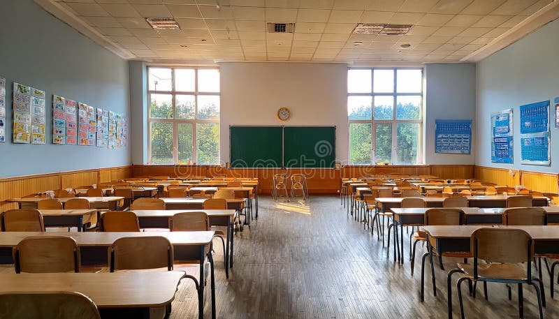 Interior of an Empty School Class Stock Illustration - Illustration of ...