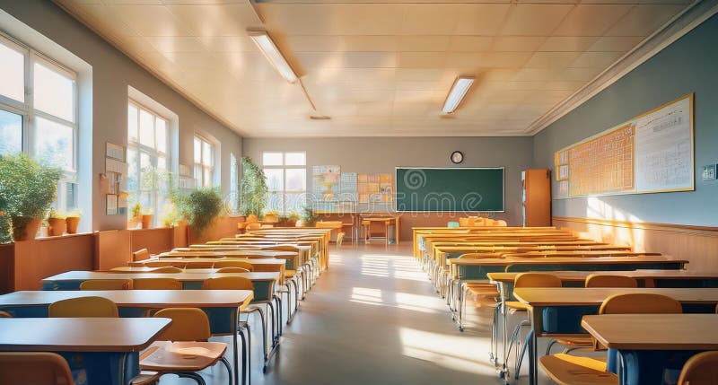 Interior of an Empty School Classroom Stock Illustration - Illustration ...