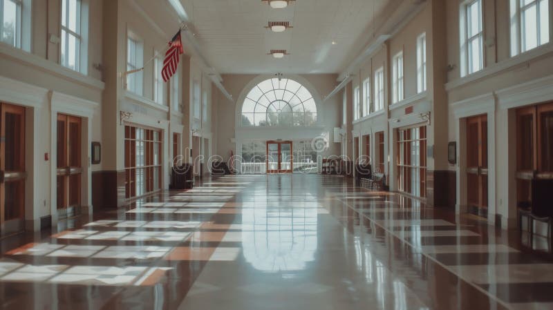 Interior of Empty School Full Hallways Stock Photo - Image of panorama ...