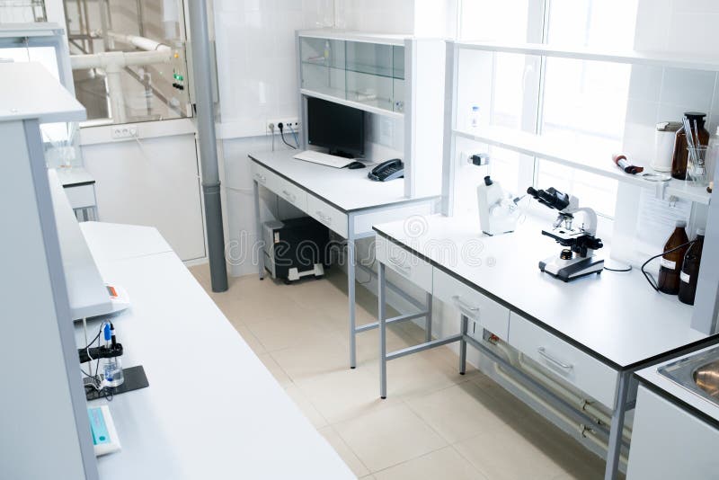 Empty Modern Laboratory stock image. Image of interior - 120827753