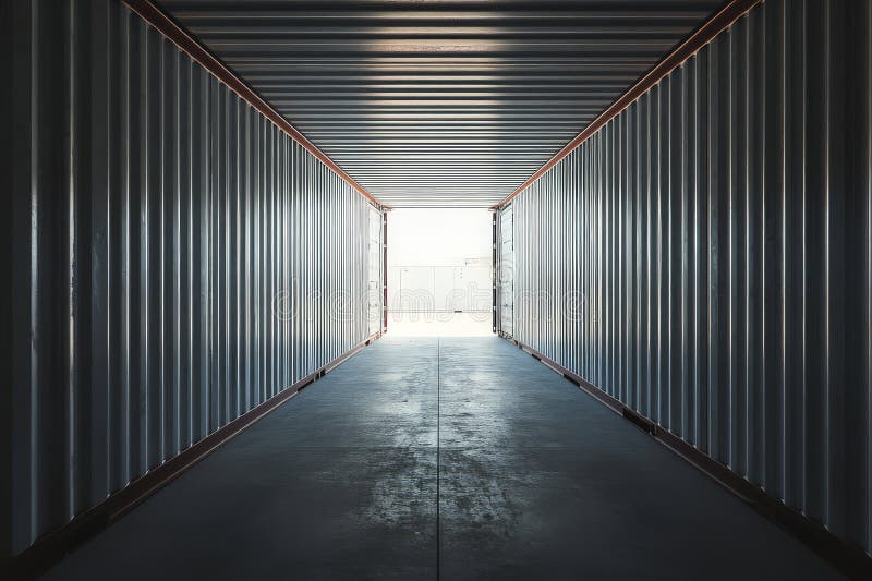 Interior of Empty Shipping Container Stock Illustration - Illustration ...