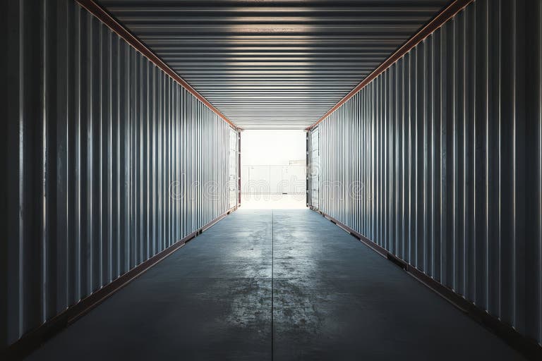 Interior of Empty Shipping Container Stock Illustration - Illustration ...