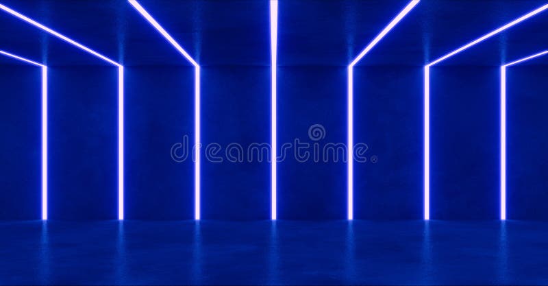 Interior Empty Space with Blue Lighting , 3d Stock Illustration ...