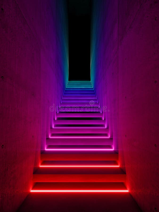 Interior Empty Space with Colorful Lighting , 3d Stock Illustration ...