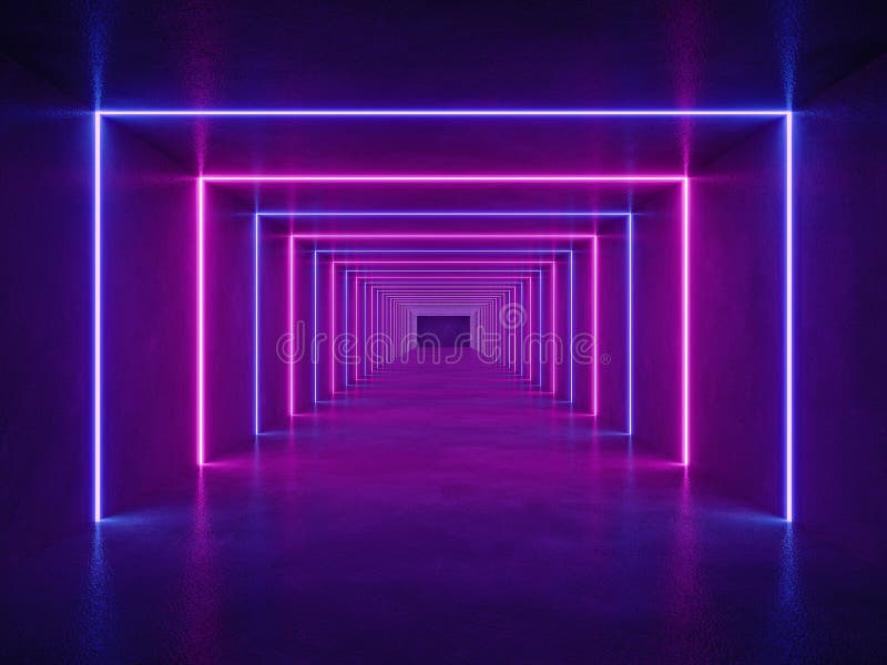 Interior Empty Space Red Lighting Tunnel 3d Stock Photos - Free ...