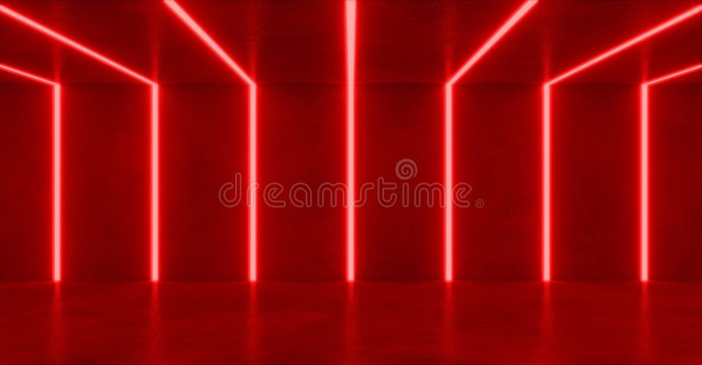 Interior Empty Space with Red Lighting, 3d Stock Illustration ...
