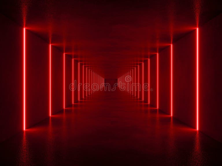 Interior Empty Space with Red Lighting Tunnel, 3d Rendering Stock ...