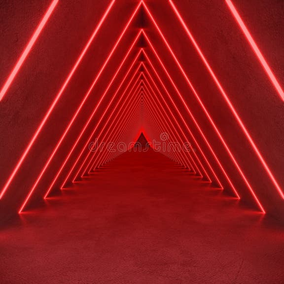 Interior Empty Space with Red Lighting Tunnel, 3d Stock Illustration ...