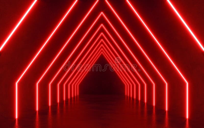 Interior Empty Space with Red Lighting Tunnel, 3d Stock Illustration ...