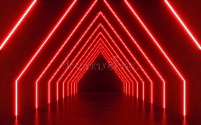 Interior Empty Space with Red Lighting Tunnel, 3d Stock Illustration ...